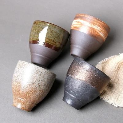 China 80ml Japanese Style Ceramic Coffee Cup Porcelain Pottery Tea Mug 4 Colors Custom Logo for sale
