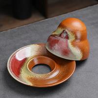 China Japanese Style Stoneware Espresso Coffee Cup Set 150ml Vintage Ceramic Tea Cup with Base for sale