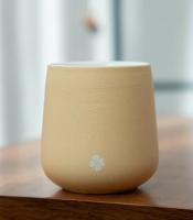 China Custom Logo Ceramic Double Wall Coffee Mug 200ml Egg Shape Travel Cup No Handle for sale