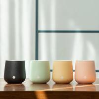 China Custom Logo Ceramic Double Wall Coffee Mug 200ml Egg Shape Travel Cup No Handle for sale