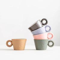 China 200ml Ceramic Latte Cup Vintage Coffee Mug Reusable Drinkware for Cafes and Hotels for sale