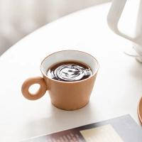 China 200ml Ceramic Latte Cup Vintage Coffee Mug Reusable Drinkware for Cafes and Hotels for sale
