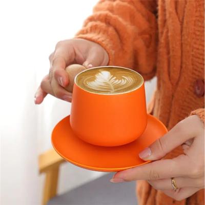 China Nordic Style Ceramic Mug with Wooden Handle 350ml Custom Logo Coffee Tea Cup for sale