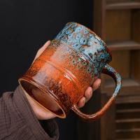 China Ceramic Oil Drum Coffee Mug 600ml Large Capacity Kiln Beer Cup for Home Cafe for sale
