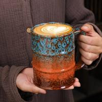China Ceramic Oil Drum Coffee Mug 600ml Large Capacity Kiln Beer Cup for Home Cafe for sale