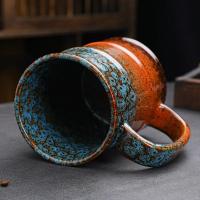 China Ceramic Oil Drum Coffee Mug 600ml Large Capacity Kiln Beer Cup for Home Cafe for sale