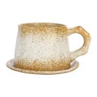 China 10oz Ceramic Espresso Cup with Saucer 8x12x8cm Classic Large Capacity Coffee Mug Custom Logo for sale