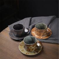 China 10oz Ceramic Espresso Cup with Saucer 8x12x8cm Classic Large Capacity Coffee Mug Custom Logo for sale