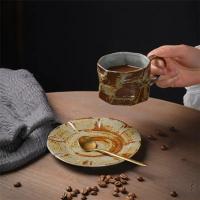 China 10oz Ceramic Espresso Cup with Saucer 8x12x8cm Classic Large Capacity Coffee Mug Custom Logo for sale