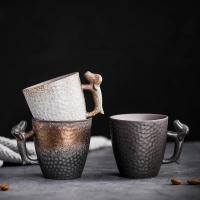 China Japanese Vintage Ceramic Tea Cup 80ml Espresso Coffee Mug with 3D Dog Handle Creative Tasting Cup for sale