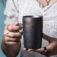 China Japanese Vintage Rustic Natural Clay Handmade Coffee Mug 230ml Ceramic Tea Cup Home Office for sale