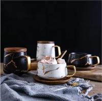 China Nordic Marble Ceramic Coffee Mugs 300ml 350ml Matte Luxury Tea Milk Cup with Saucer Set for sale