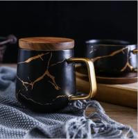 China Nordic Marble Ceramic Coffee Mugs 300ml 350ml Matte Luxury Tea Milk Cup with Saucer Set for sale