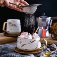 China Nordic Marble Ceramic Coffee Mugs 300ml 350ml Matte Luxury Tea Milk Cup with Saucer Set for sale