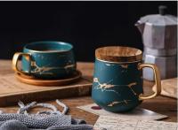 China Nordic Marble Ceramic Coffee Mugs 300ml 350ml Matte Luxury Tea Milk Cup with Saucer Set for sale