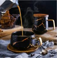 China Nordic Marble Ceramic Coffee Mugs 300ml 350ml Matte Luxury Tea Milk Cup with Saucer Set for sale