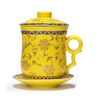 China Chinese Dragon Ceramic Coffee Mug Teacup 350ml with Lid Saucer and Infuser for Office Tea Brewing for sale