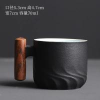 China Japanese Ceramic Tea Coffee Cup 80ml Wooden Handle Retro Mug Office Drinkware for sale