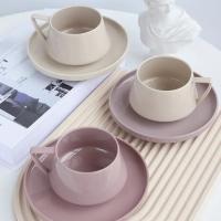 China 250ml Ceramic Coffee Cup and Saucer Set Minimalist Nordic Design for Tea Milk Water for sale