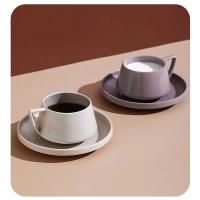 China 250ml Ceramic Coffee Cup and Saucer Set Minimalist Nordic Design for Tea Milk Water for sale