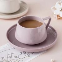 China 250ml Ceramic Coffee Cup and Saucer Set Minimalist Nordic Design for Tea Milk Water for sale