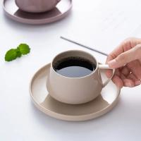 China 250ml Ceramic Coffee Cup and Saucer Set Minimalist Nordic Design for Tea Milk Water for sale