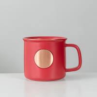 China Wholesale Ceramic Campfire Mugs 400ml Custom Logo Copper Plated Enamel Coffee Mug with Wooden Lid for sale