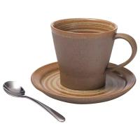 China Handmade Retro Ceramic Coffee Cup with Saucer Set 150ml Eco Friendly Minimalist Design for sale