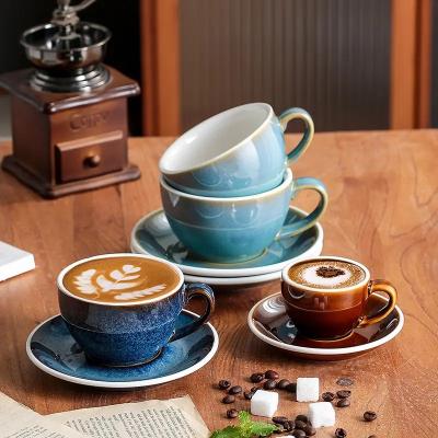 China Porcelain Espresso Cup and Saucer Set 75ml 250ml 350ml Nordic Style Coffee Mug for sale