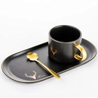 China Nordic Ceramic Coffee Cup Set 200ml with Saucer Plate Spoon Minimalist Porcelain Mug for sale