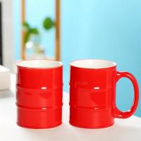China Custom Logo 16oz Oil Barrel Shaped Ceramic Coffee Mug Novelty Petroleum 55 Gallon Drum Cup for sale