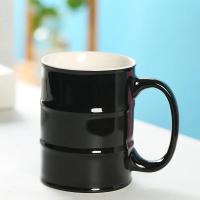China Custom Logo 16oz Oil Barrel Shaped Ceramic Coffee Mug Novelty Petroleum 55 Gallon Drum Cup for sale