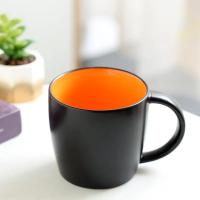 China Matte Black Ceramic Coffee Mug 16oz Large Handle Restaurant Cup Set of 6 for sale