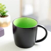 China Matte Black Ceramic Coffee Mug 16oz Large Handle Restaurant Cup Set of 6 for sale