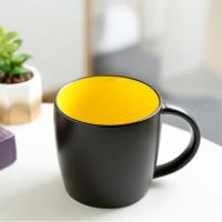 China Matte Black Ceramic Coffee Mug 16oz Large Handle Restaurant Cup Set of 6 for sale