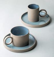 China Japanese Vintage Retro Clay Tea Mug 200ml Ceramic Coffee Cup and Saucer Set 4 Colors for sale