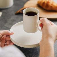 China Japanese Vintage Retro Clay Tea Mug 200ml Ceramic Coffee Cup and Saucer Set 4 Colors for sale