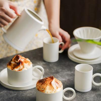 China Japanese Vintage Retro Clay Tea Mug 200ml Ceramic Coffee Cup and Saucer Set 4 Colors for sale