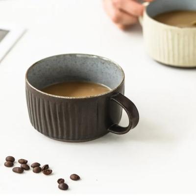 China Japanese Retro Ceramic Coffee Cup Set 80ml 300ml Vintage Clay Tea Mug Espresso Cups for sale
