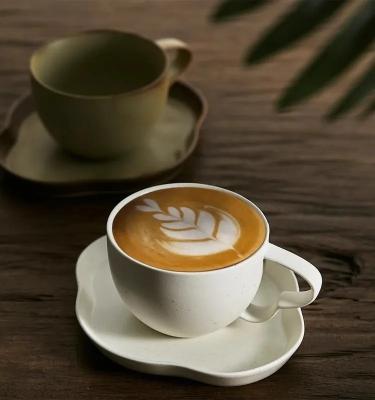 China Wholesale Retro Stoneware Mug Set Japanese Style Handmade White Ceramic Coffee Cup 250ml with Saucer for sale
