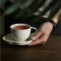 China Wholesale Retro Stoneware Mug Set Japanese Style Handmade White Ceramic Coffee Cup 250ml with Saucer for sale