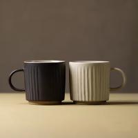 China Vintage Stoneware Ceramic Espresso Coffee Mug 150ml Stackable Tea Cup Retro Clay Cappuccino Latte Cup for sale