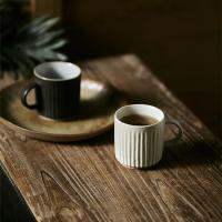 China Vintage Stoneware Ceramic Espresso Coffee Mug 150ml Stackable Tea Cup Retro Clay Cappuccino Latte Cup for sale