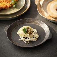 China Japanese Style Ceramic Clay Handmade Dinner Plate 20.7cm 26cm Shallow Bowl for Sushi Pasta Salad for sale