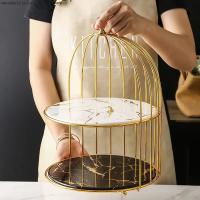 China Ceramic Cake Stand 3 Tier Birdcage Design Dessert Display Tray for Afternoon Tea 27x27x49 cm for sale