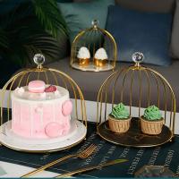 China Ceramic Cake Stand 3 Tier Birdcage Design Dessert Display Tray for Afternoon Tea 27x27x49 cm for sale