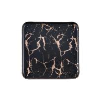 China Marble Ceramic Dinner Plates 8 Inch Matte Gold Rim Square Steak Plate Set of 4 for sale