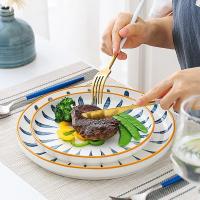 China Ceramic Round Dinner Plates 25cm Set for Steak Pizza Salad Pie Dish Sustainable On-glazed for sale