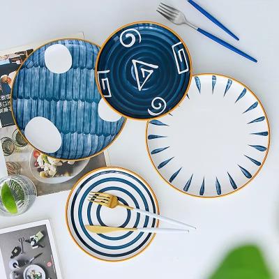 China Ceramic Round Dinner Plates 25cm Set for Steak Pizza Salad Pie Dish Sustainable On-glazed for sale