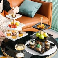China Ceramic 2-3 Tier Serving Tray Cupcake Stand Fruit Plate Holder for Wedding Party Dessert Display for sale